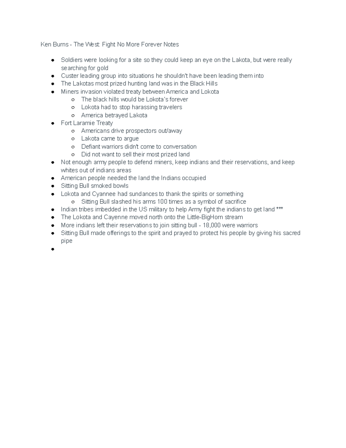 Ken Burns - The West Fight No More Forever Notes - Studocu