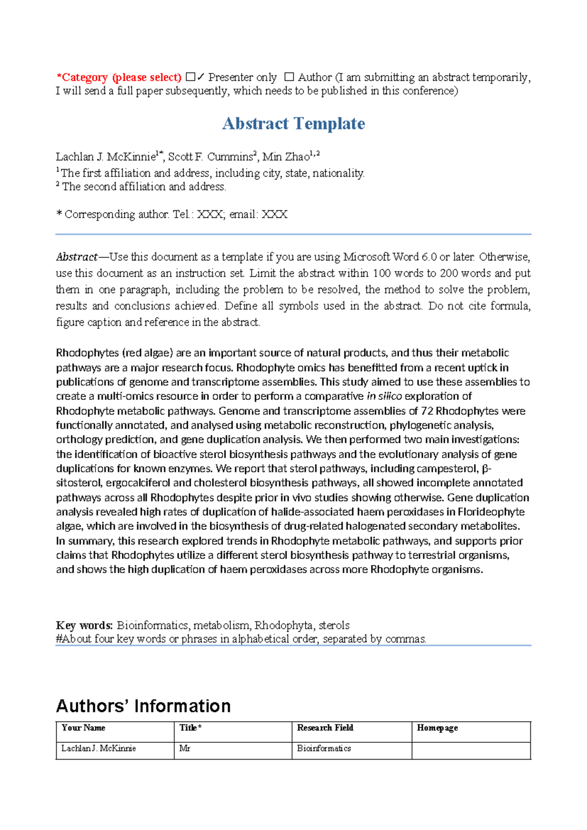 Abstract Template-Lachlan Mc Kinnie draft - *Category (please select ...