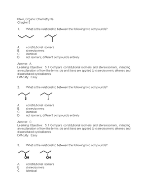 Organic Chemistry I Exam 3 - Organic CHEM Exam 3 Choose the correct ...