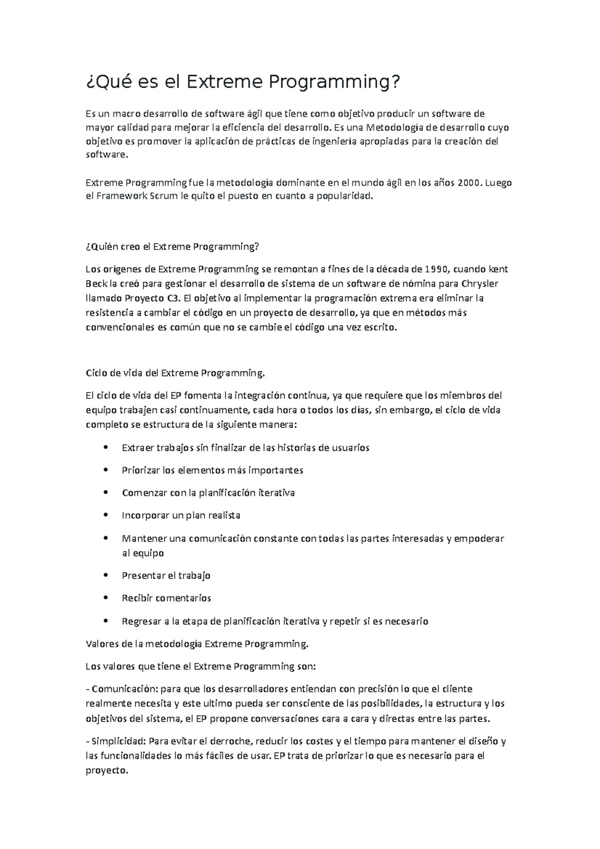 Qué es el Extreme Programming - Es una Metodología de desarrollo cuyo ...