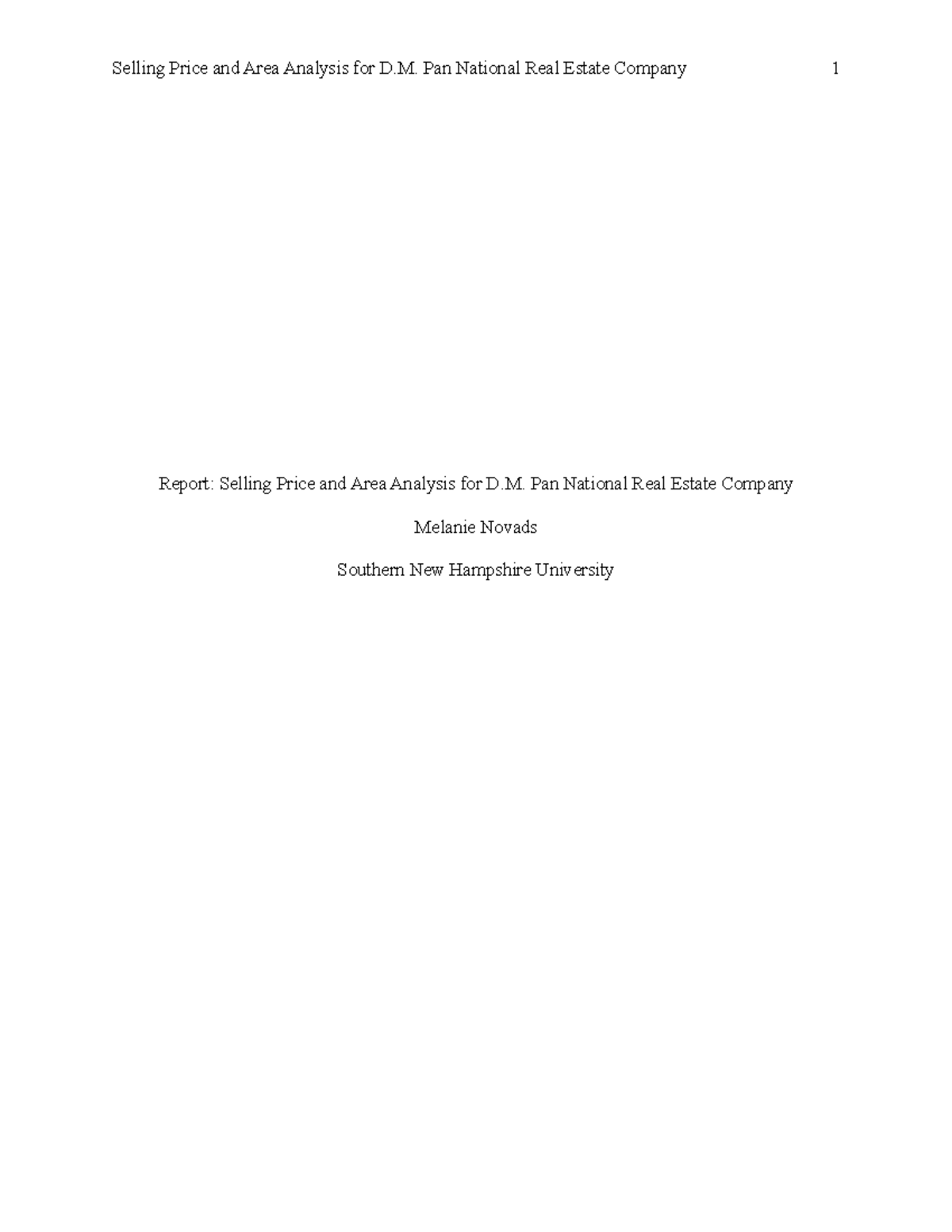 MAT 240 Module Two Assignment Template - Selling Price and Area ...