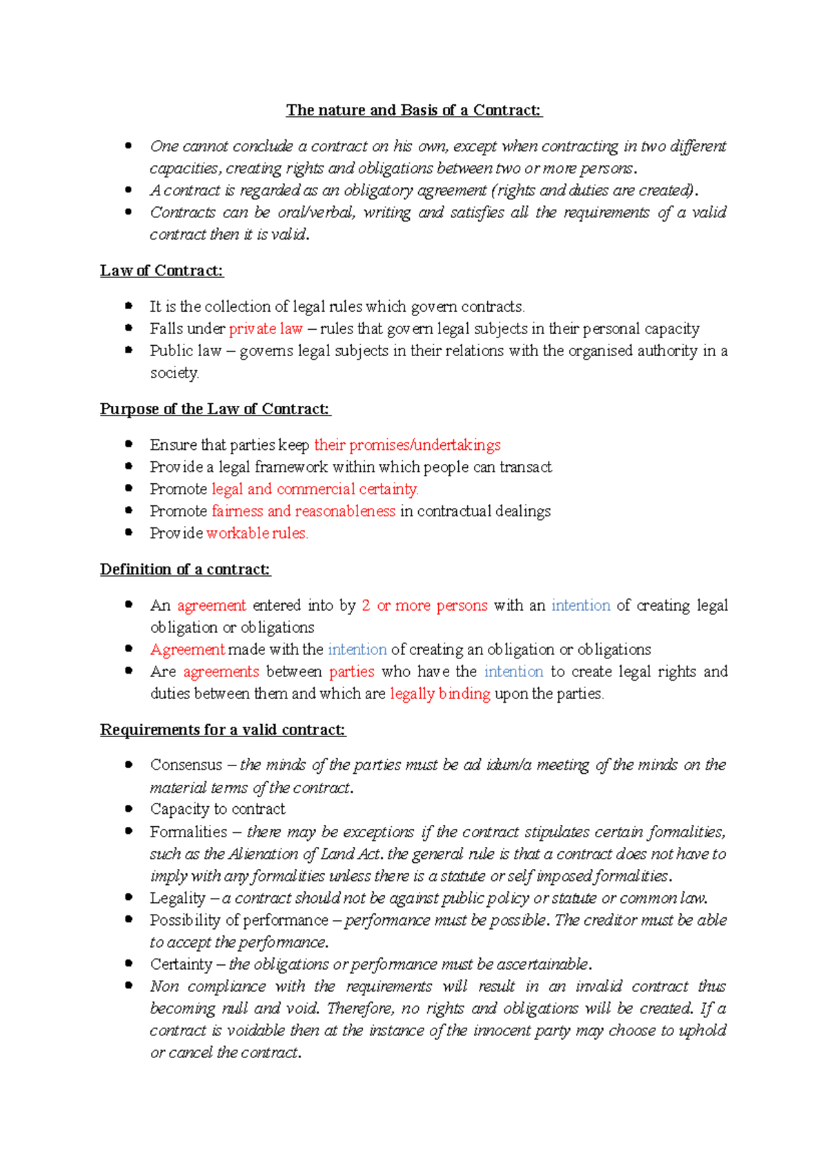 Lec 1-The nature and Basis of a Contract - The nature and Basis of a ...