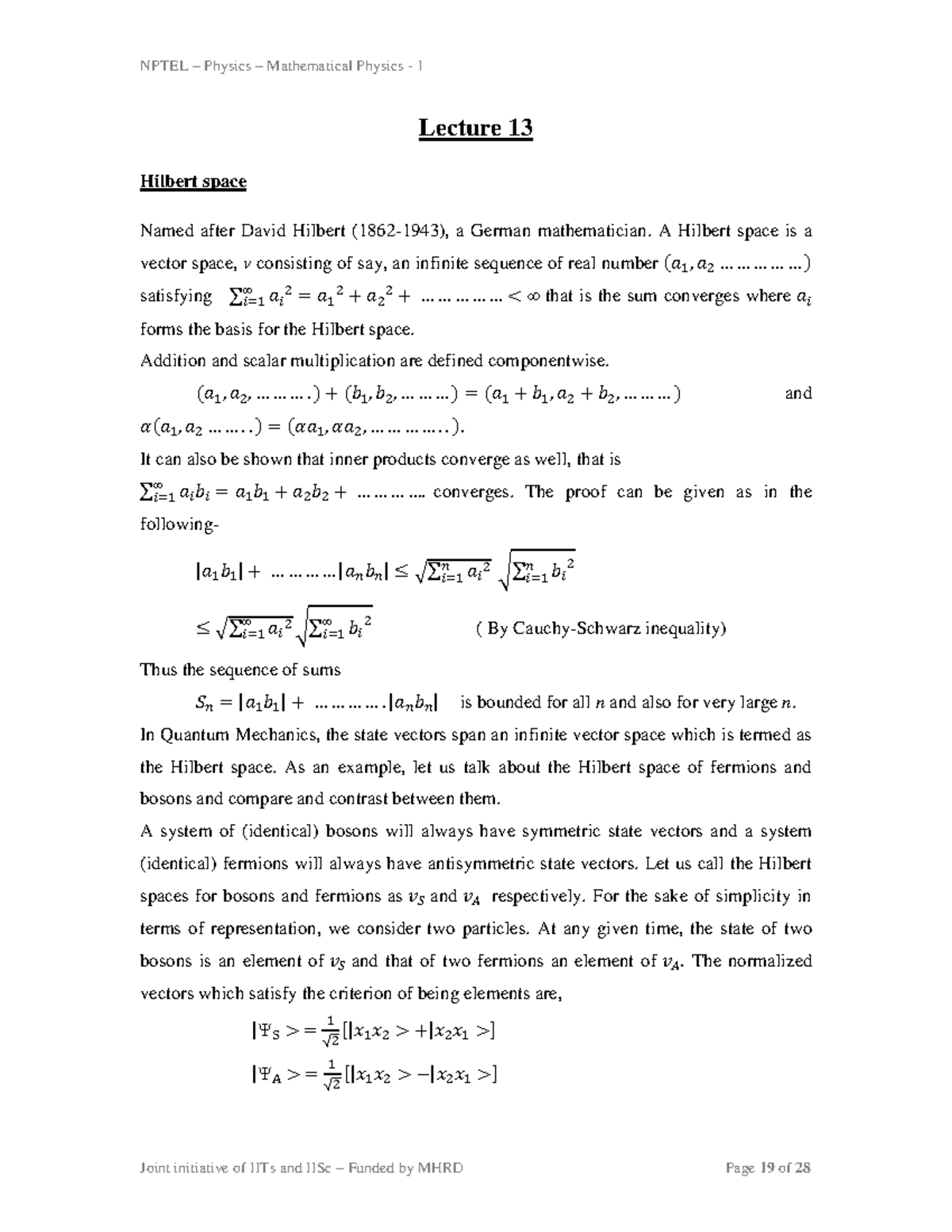 Lec13 - Lecture notes 13 - NPTEL – Physics – Mathematical Physics - 1 ...