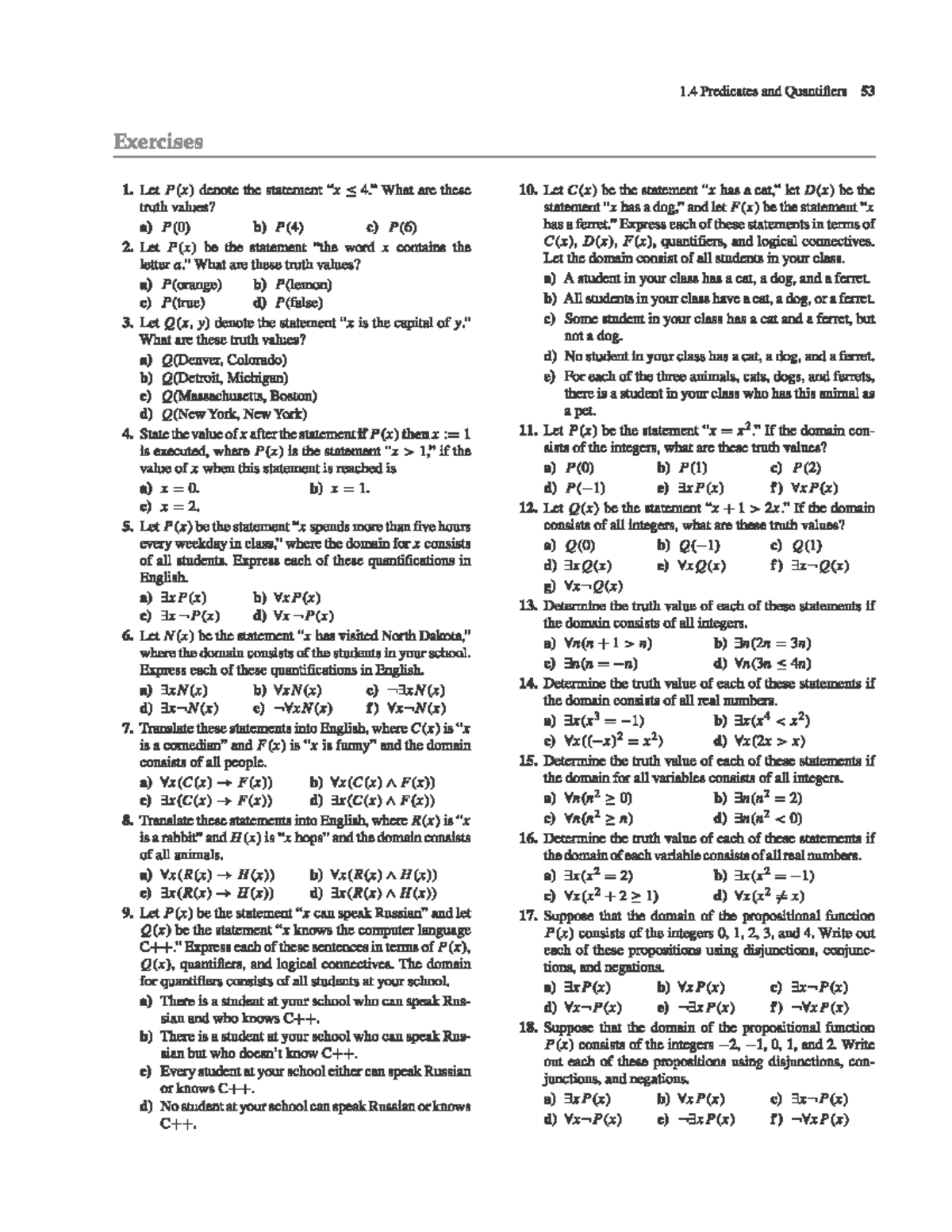 Discrete question ( predicate qu... ) - Discrete mathematics and its ...