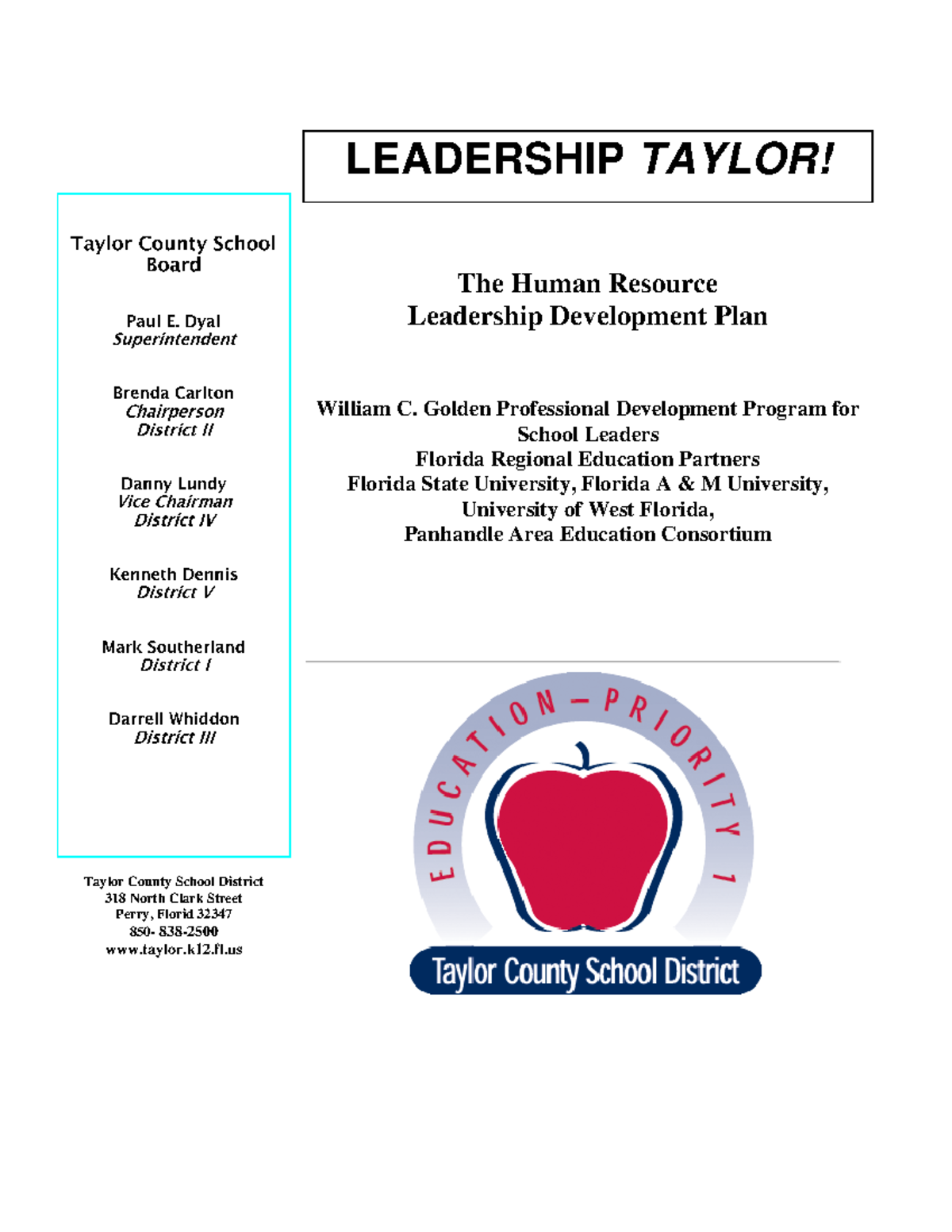 Human Resources Leadership Development Plan - Taylor County School ...