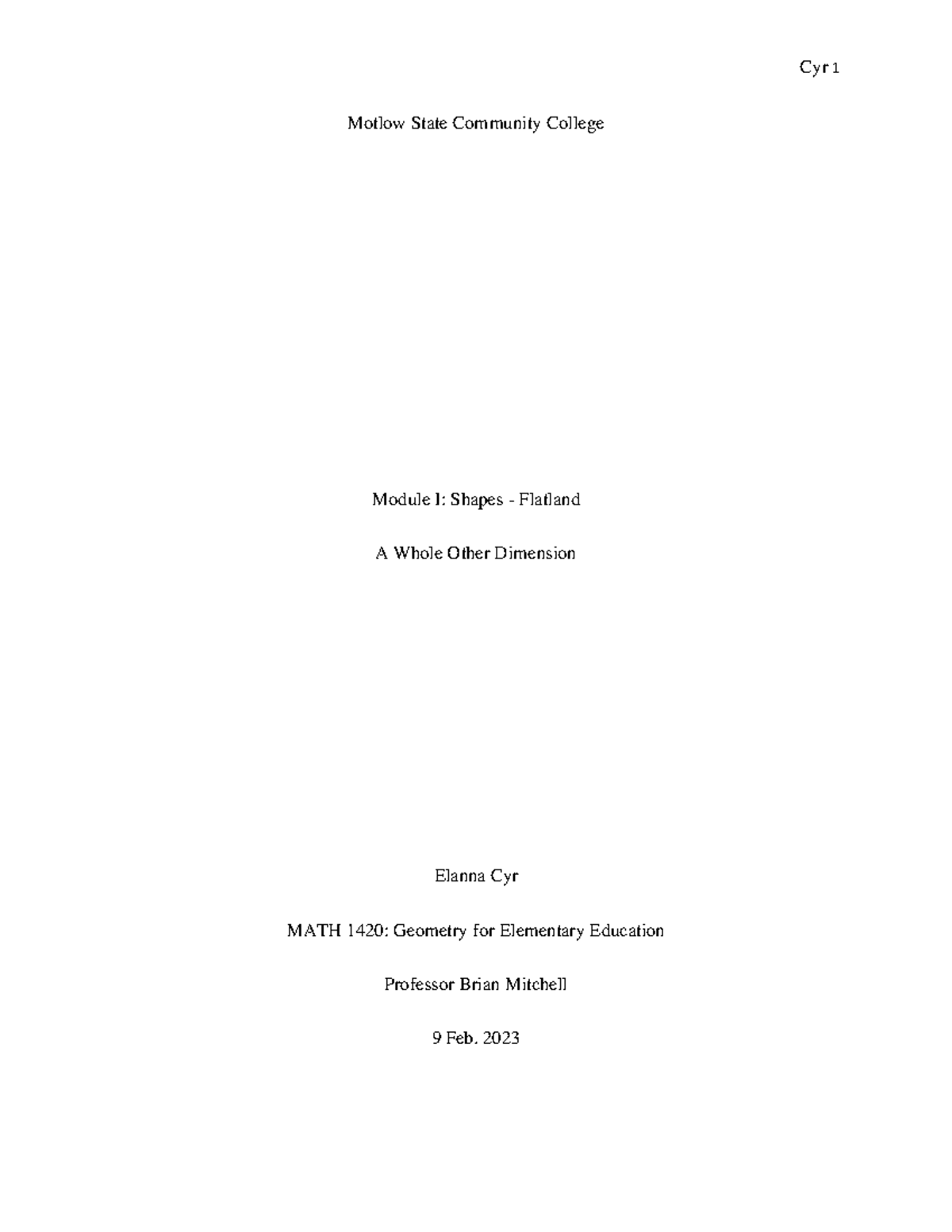 Flatland Paper- Geometry Concepts (1) - Motlow State Community College ...