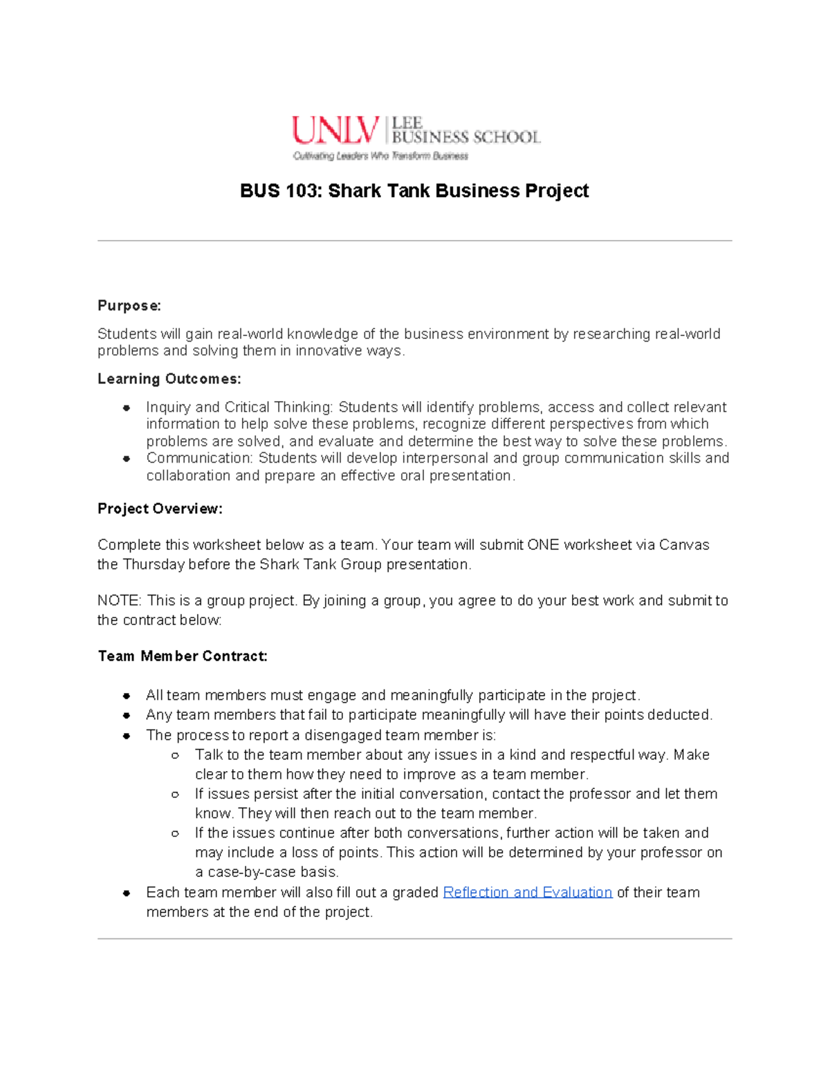 BUS 103 Shark Tank Project 2023 - BUS 103: Shark Tank Business Project ...