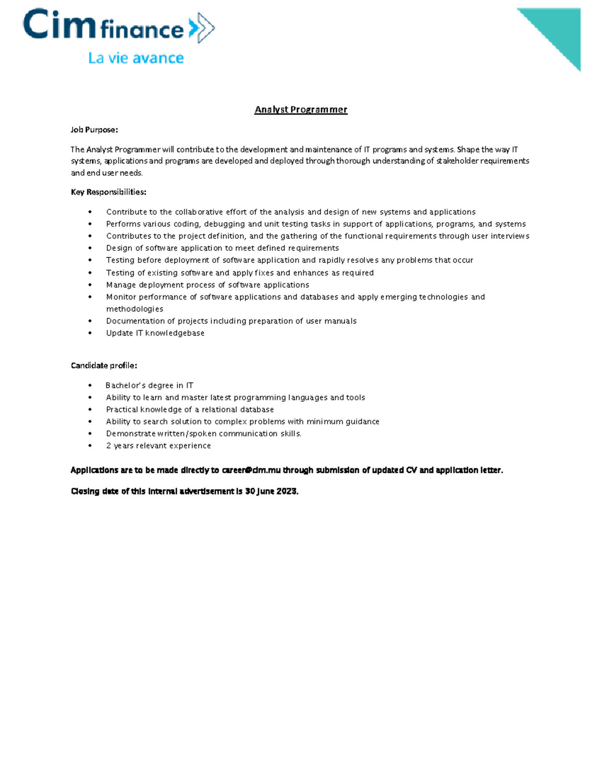 Analyst Programmer - Shape the way IT systems, applications and ...