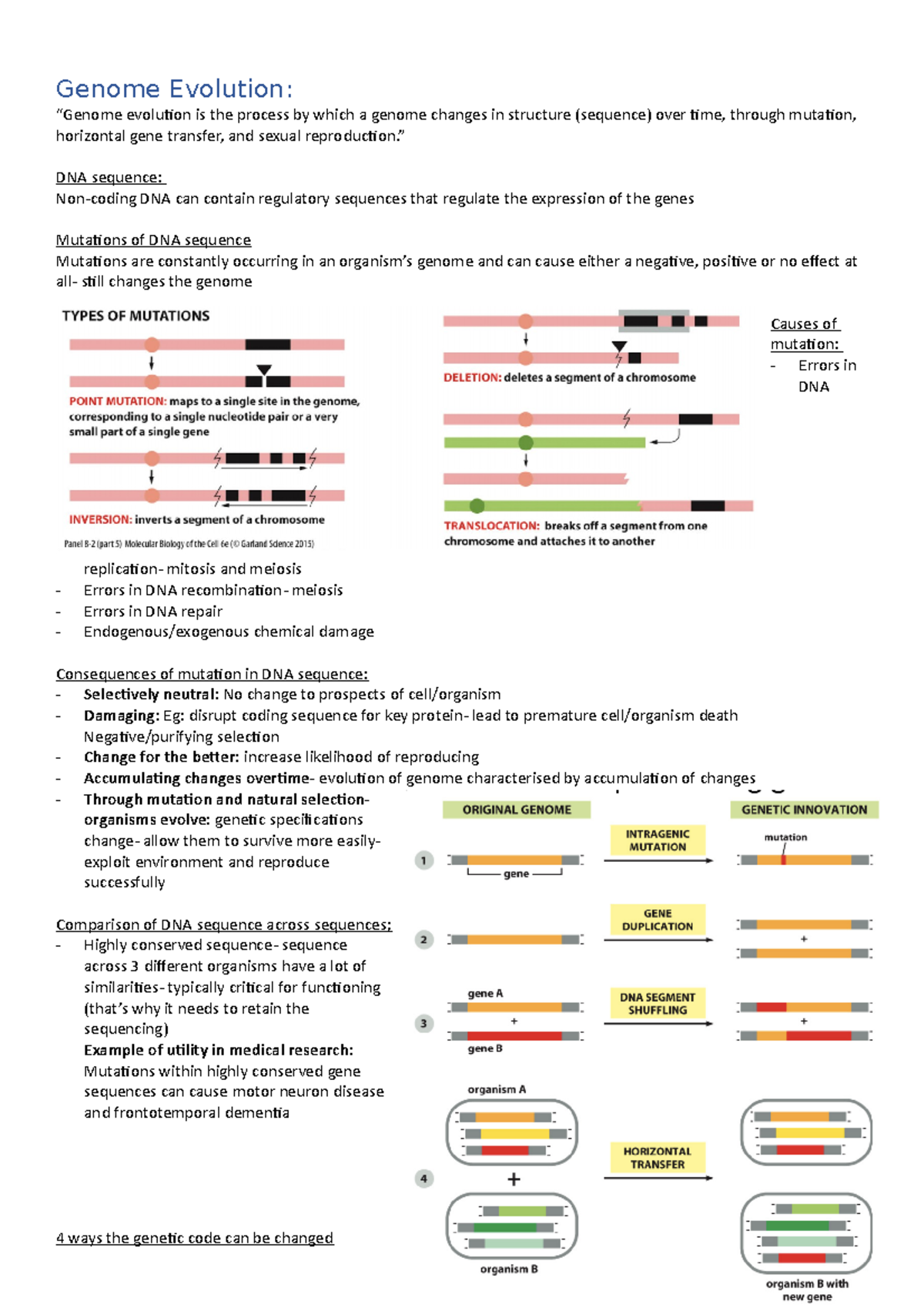 Introductory to Genome Revolution- Summary and Notes - BMOL3402 - MQ ...