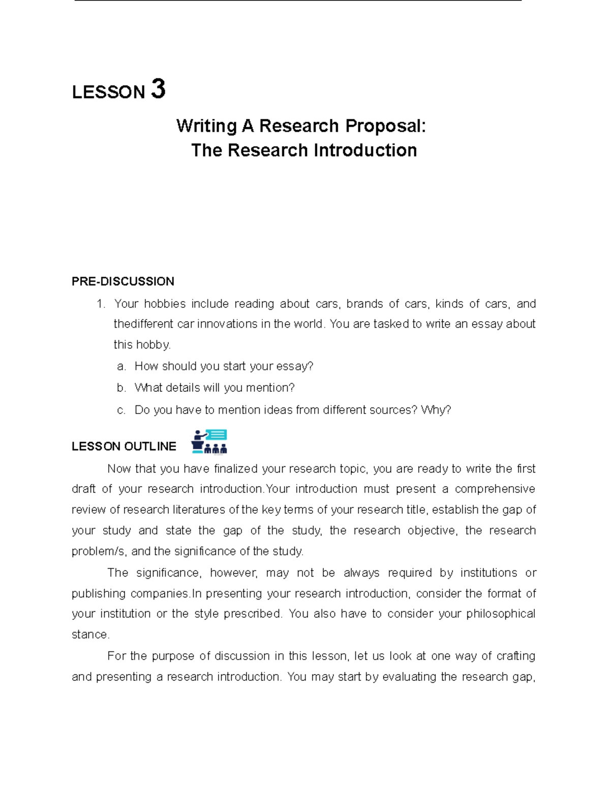 Lesson-3-2 - lesson - LESSON 3 Writing A Research Proposal: The ...