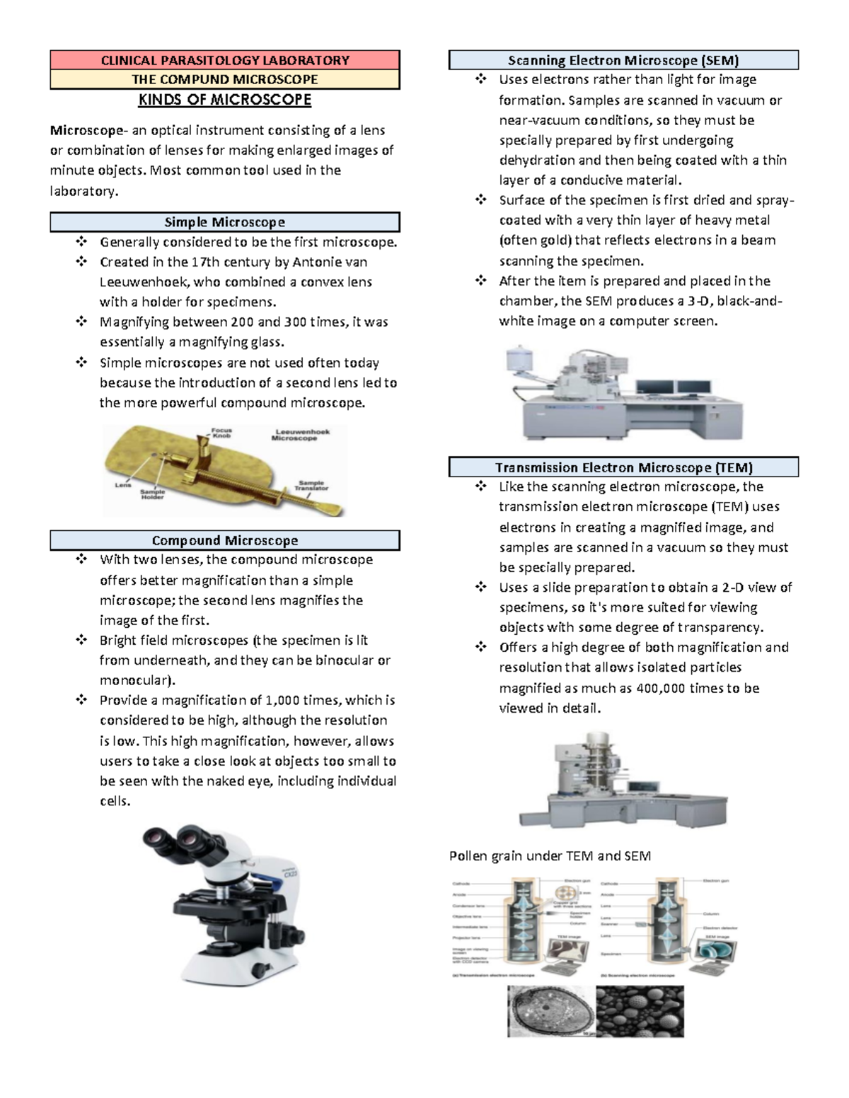 Prelim-PARA-LAB - CLINICAL PARASITOLOGY LABORATORY THE COMPUND ...