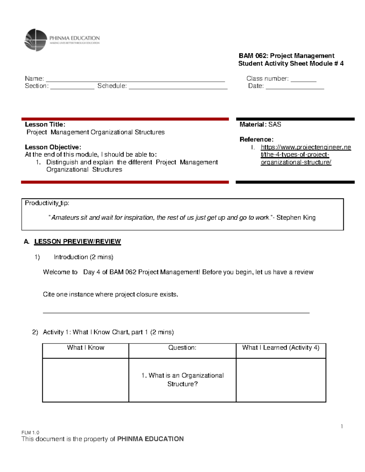 SAS#4-BAM 062 (Edited) - Student Activity Sheet Module # 4 Name: - Studocu