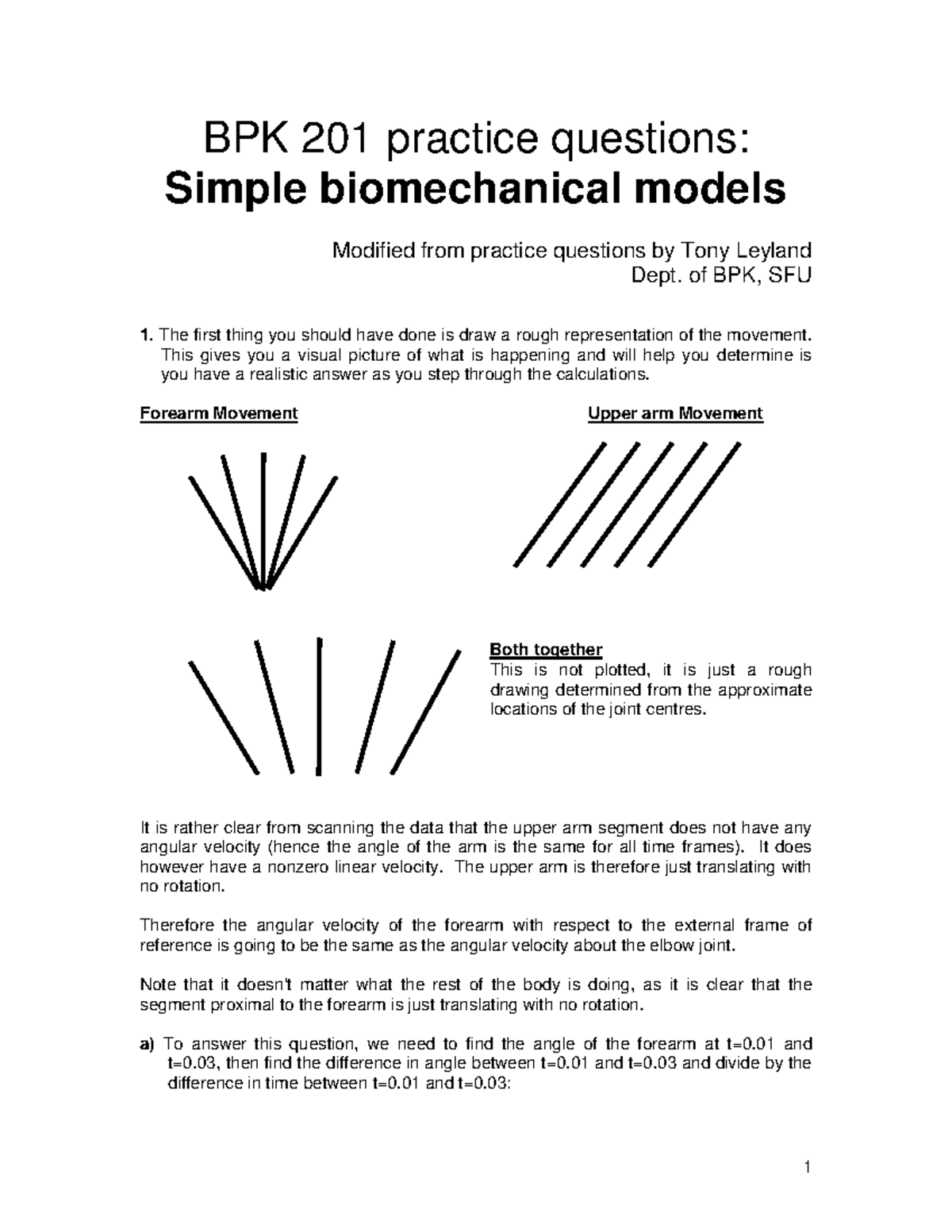 bpk 201 Kinematics problem set answer key - BPK 201 practice questions ...