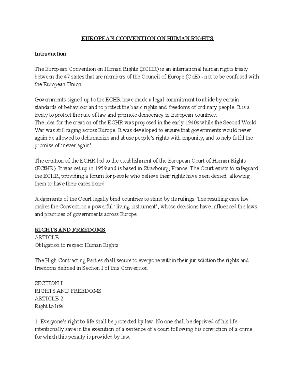 European Convention ON Human Rights - Governments signed up to the ECHR ...