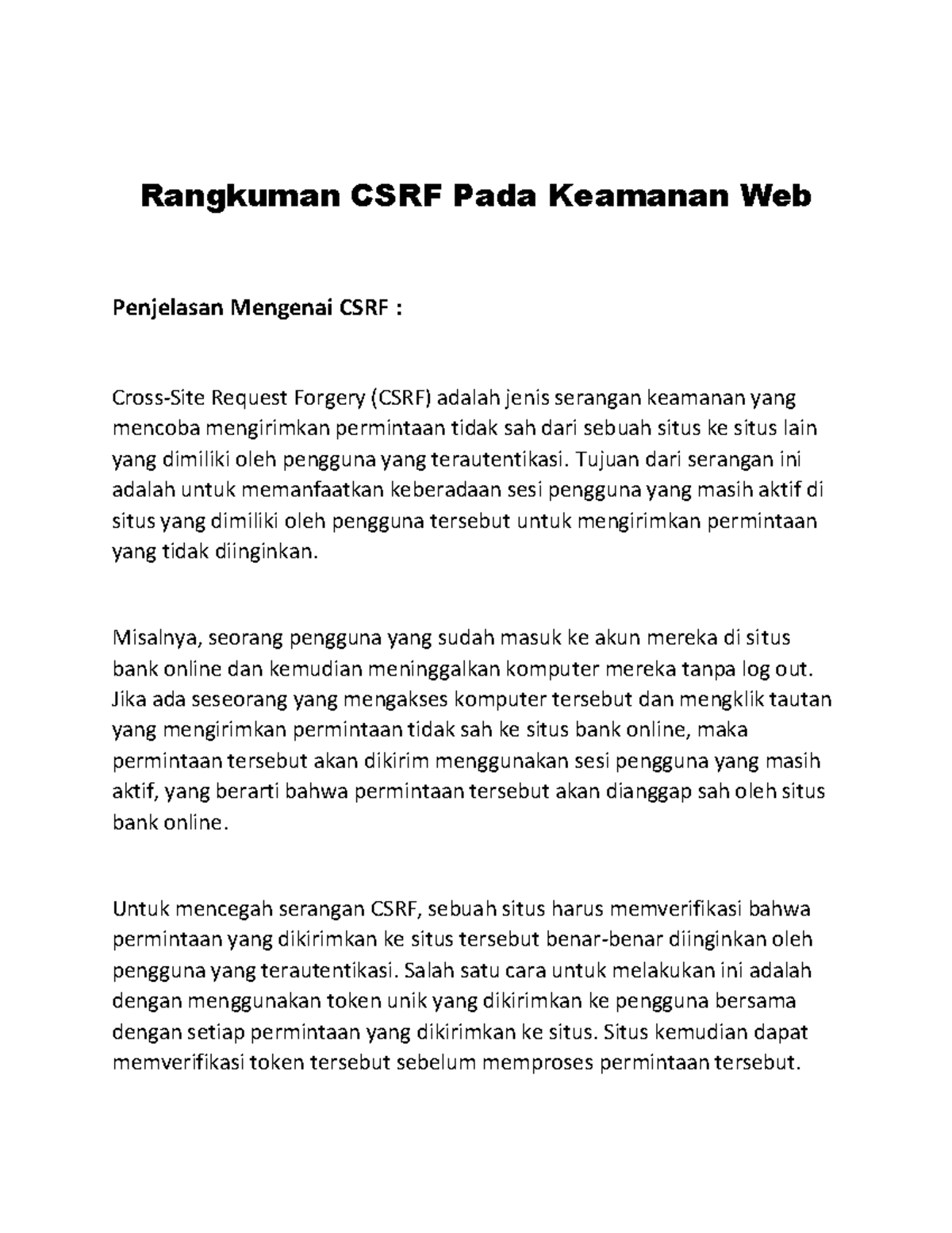 Rangkuman CSRF Pada Keamanan Web - Rangkuman CSRF Pada Keamanan Web Penjelasan Mengenai CSRF ...