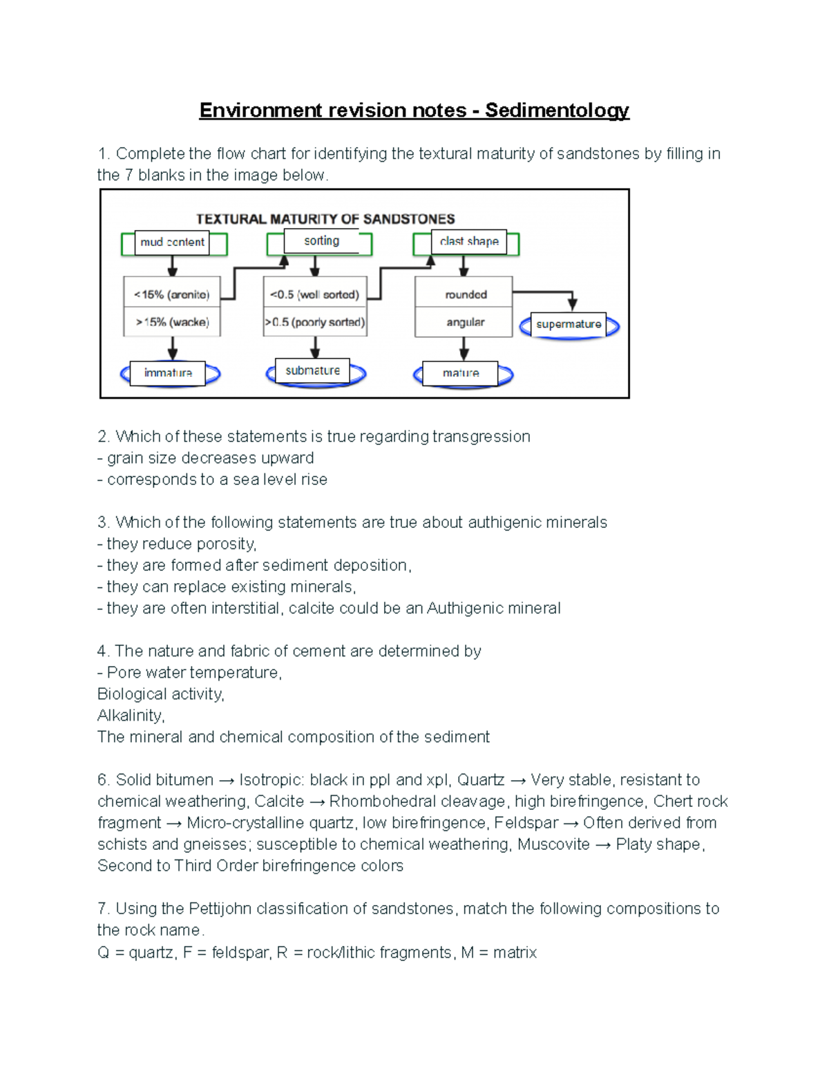 Environment revision notes - Sedimentology - Environment revision notes ...
