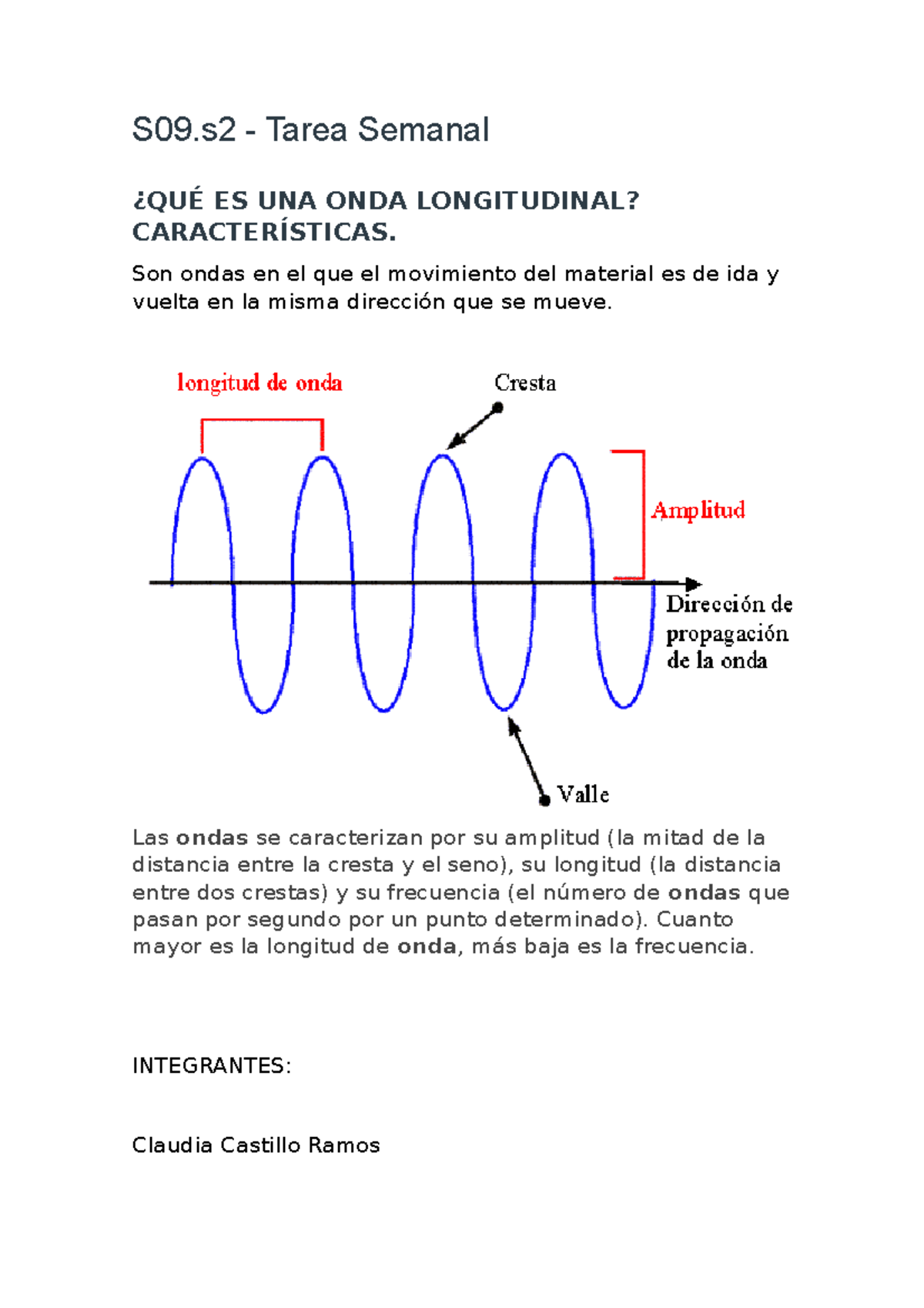 S09 ONDA Longitudinal - Fisica - S09 - Tarea Semanal ¿QUÉ ES UNA ONDA ...
