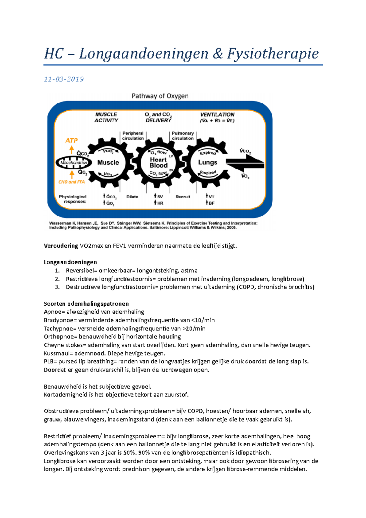 HC - longaandoeningen & fysiotherapie aantekeningen/ samenvatting - HC ...