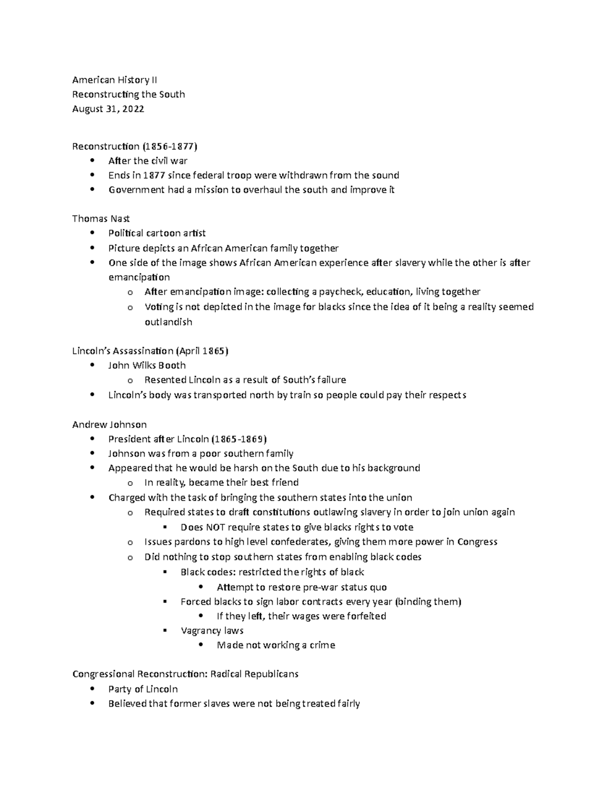 Reconstructing the South - American History IIReconstructing the South ...