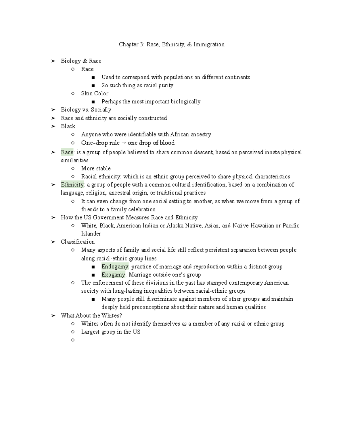 Cohen, Chapter 3 - Lecture Notes - Chapter 3: Race, Ethnicity ...