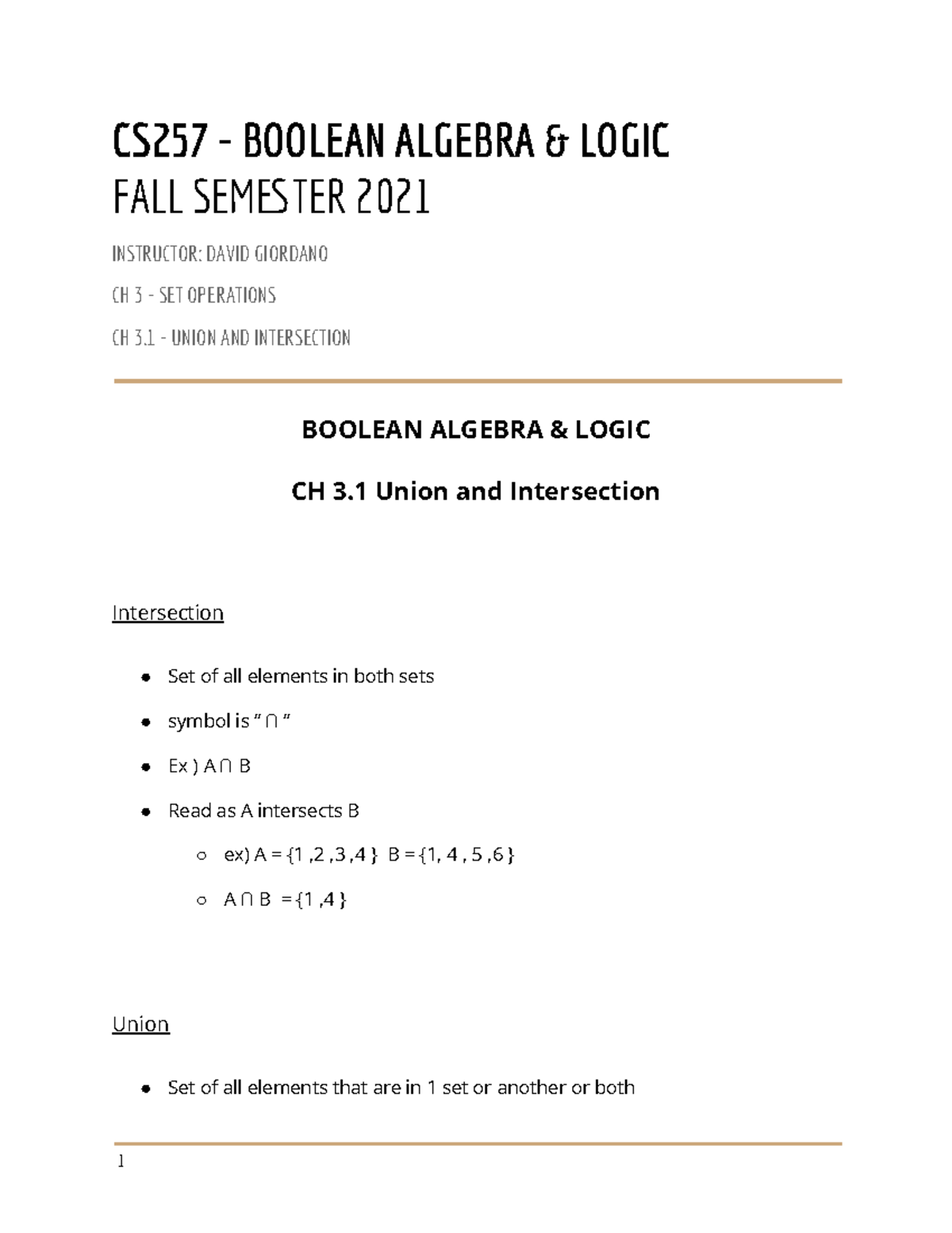 2021-boolean algebra & logic-chapter notes 3 - CS257 - OCC - Studocu