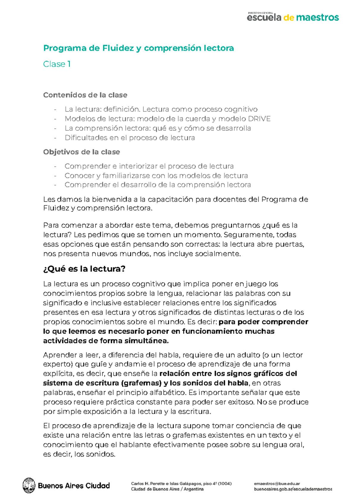 Material de la Clase 1 - Programa de Fluidez y Comprensión Lectora 2024 ...