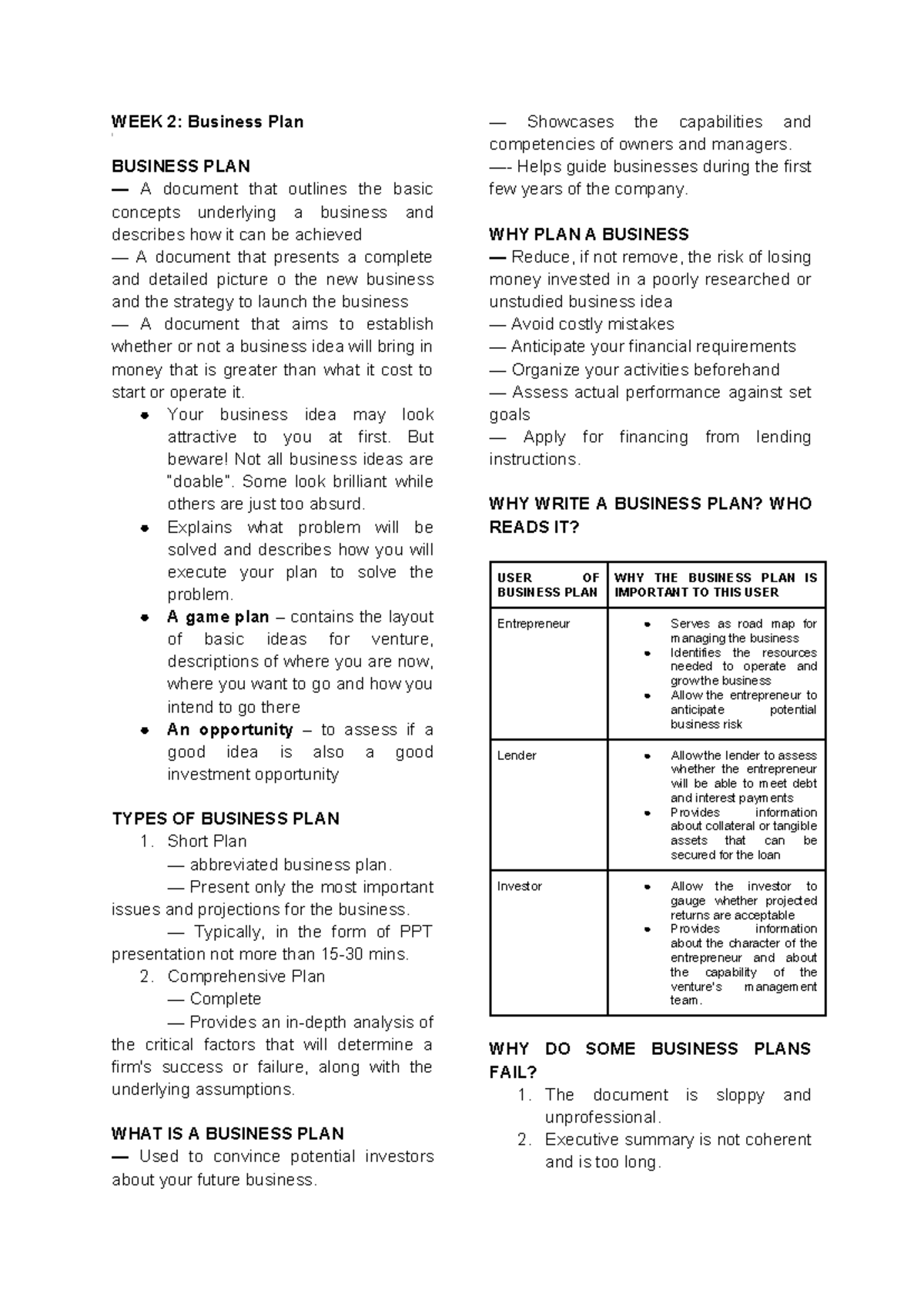 [AE] WEEK 2 Business Plan - WEEK 2: Business Plan BUSINESS PLAN — A ...