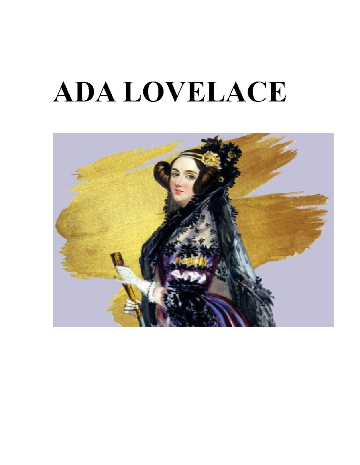 Ada Lovelace - ADA LOVELACE TABLE OF CONTENTS Cover - Studocu