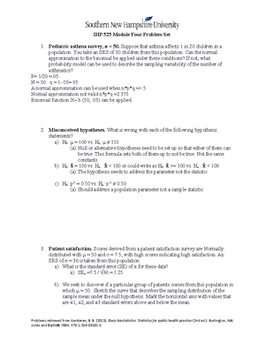 IHP 525 week3sheet - n/a - IHP 525 Module Three Problem Set A patient ...