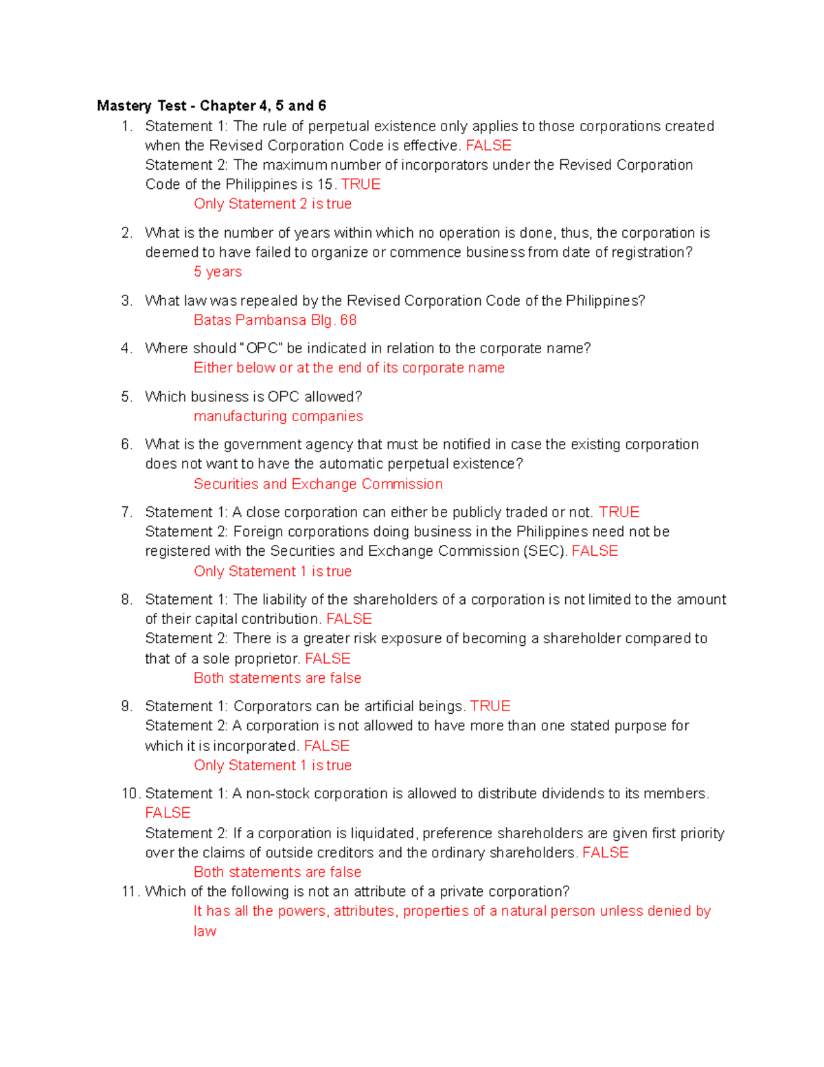 Par Cor Quizzes and Tests - Mastery Test - Chapter 4, 5 and 6 1 ...