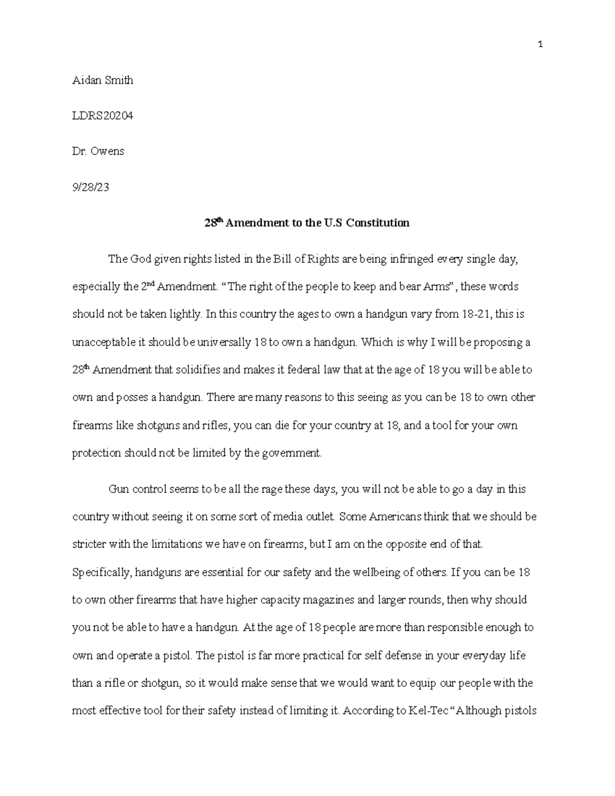 28th Amendment - .nnnnnnnnnnnnnnnnnn - Aidan Smith LDRS Dr. Owens 9/28 ...