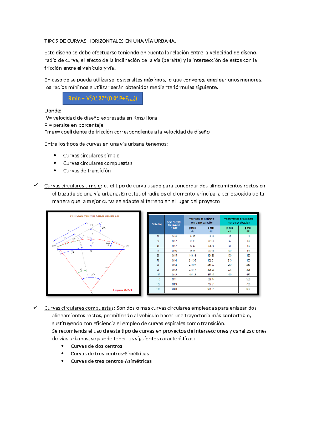 Tipos de curvas horizontales - TIPOS DE CURVAS HORIZONTALES EN UNA VÍA ...