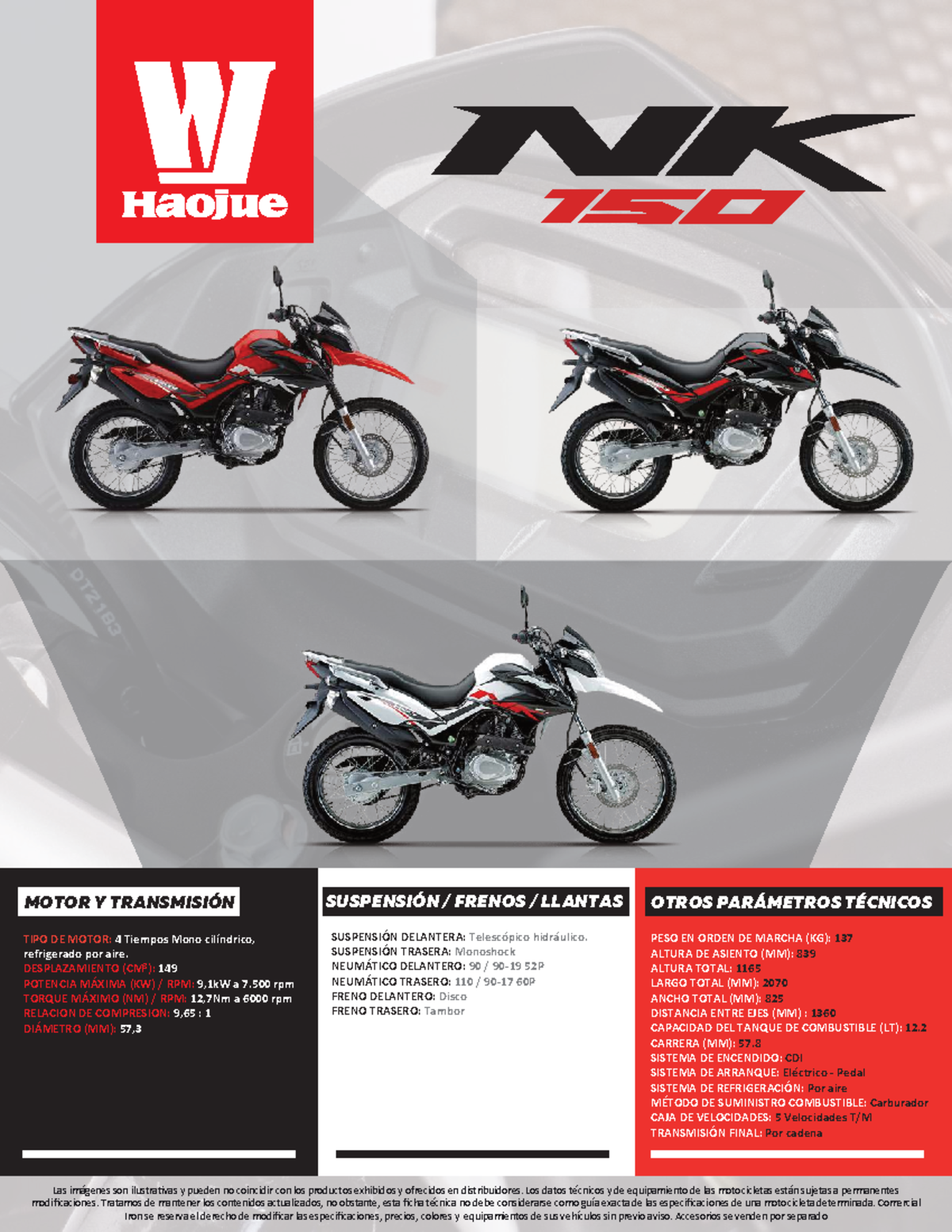 Ficha-tecnica-NK150 - 123 - MOTOR Y TRANSMISÍON TIPO DE MOTOR ...