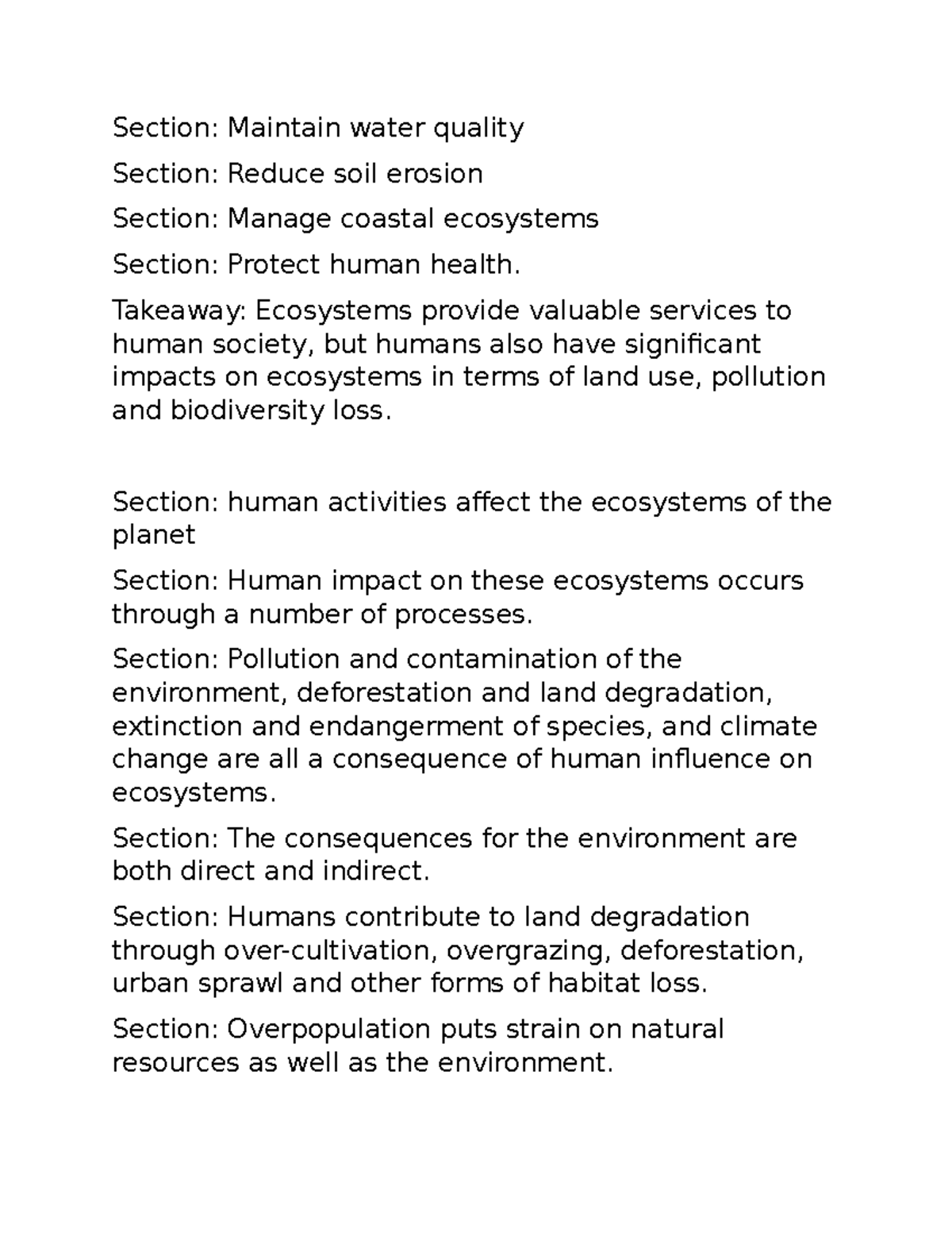 Human activities affect the ecosystems of the planet - Section ...