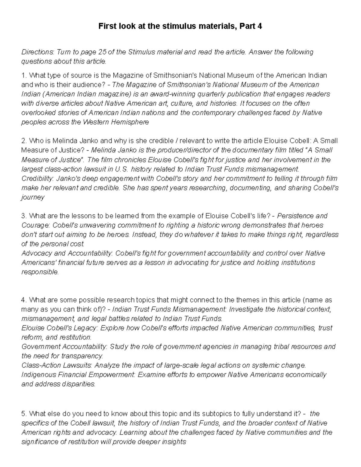 Copy of First Look At The Stimulus Materials PT 4 - First look at the ...