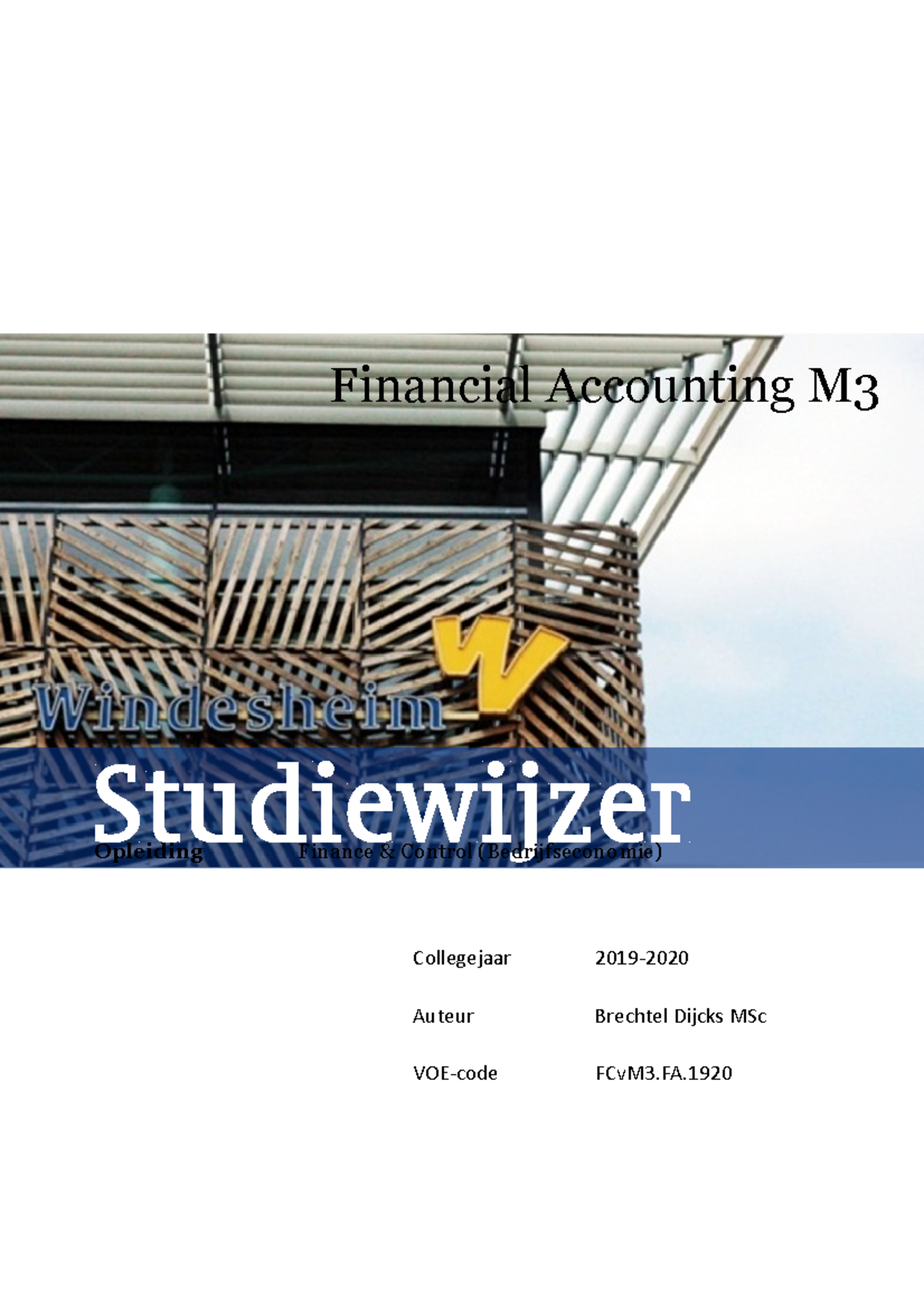 FA studiewijzer - Financial Accounting M Opleiding Finance & Control ...