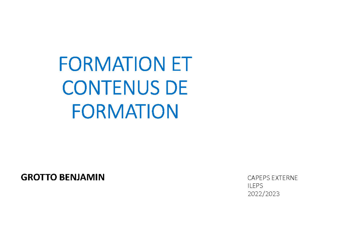 CM Formation - contenus de formation B - CAPEPS EXTERNE ILEPS 2022/ FORMATION ET CONTENUS DE ...