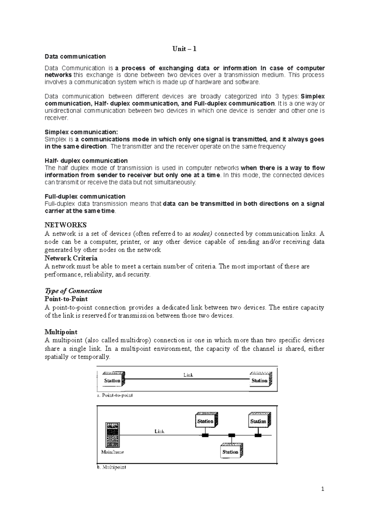 Unit 1 R2021 - NTD - Unit – 1 Data communication Data Communication is a process of exchanging ...