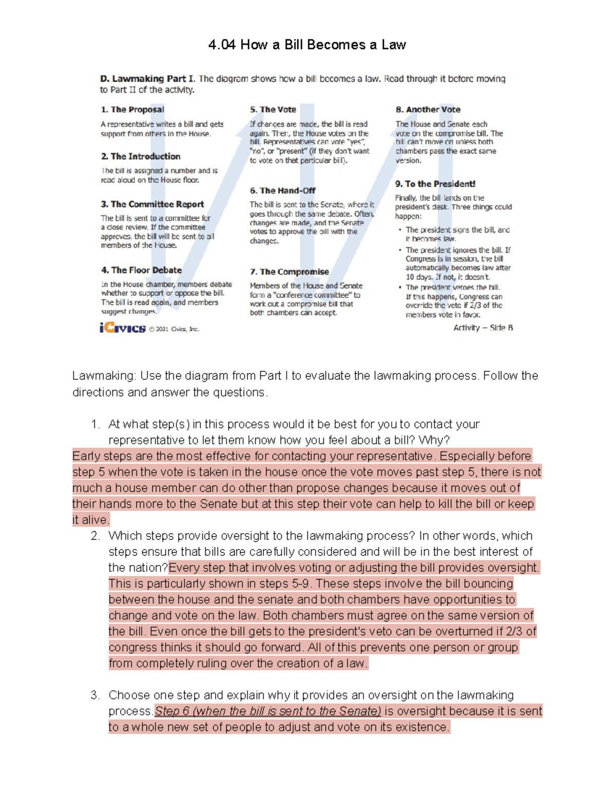 Copy of How a Bill Becomes a Law Doc - 4 How a Bill Becomes a Law ...
