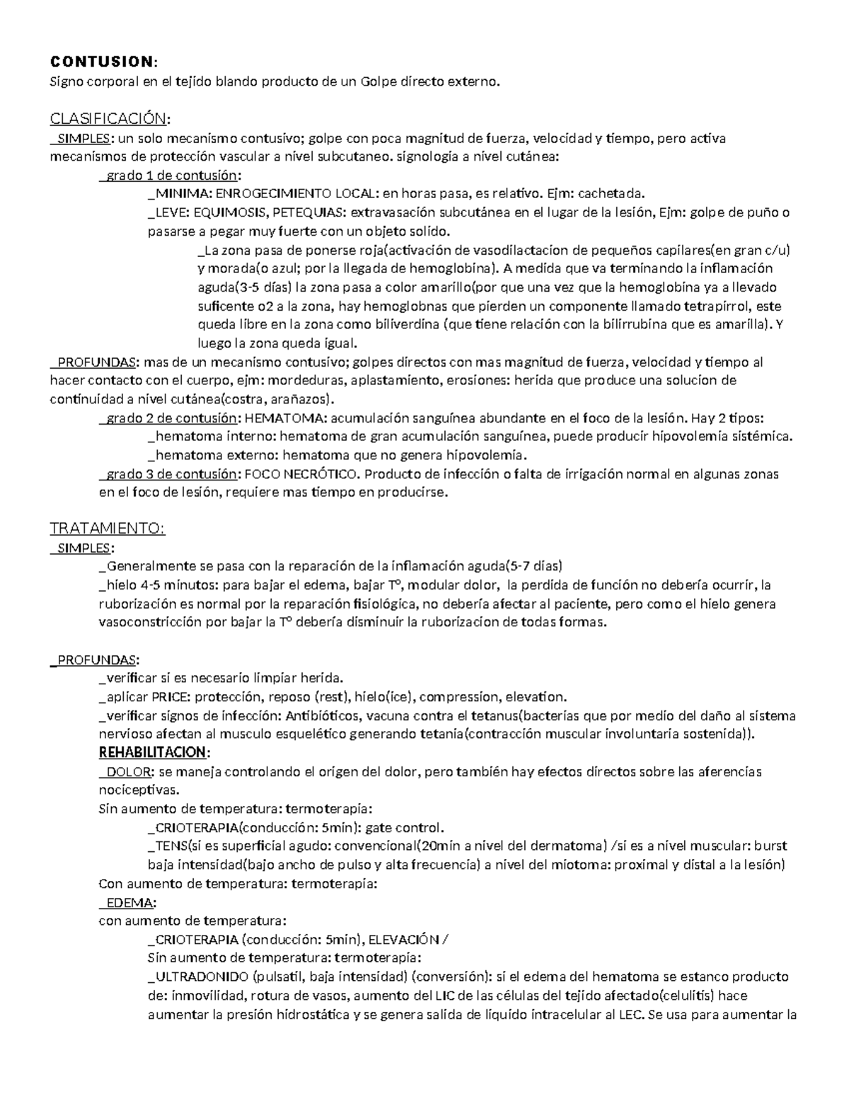 (policontuso; DG contusion) - CONTUSION: Signo corporal en el tejido ...