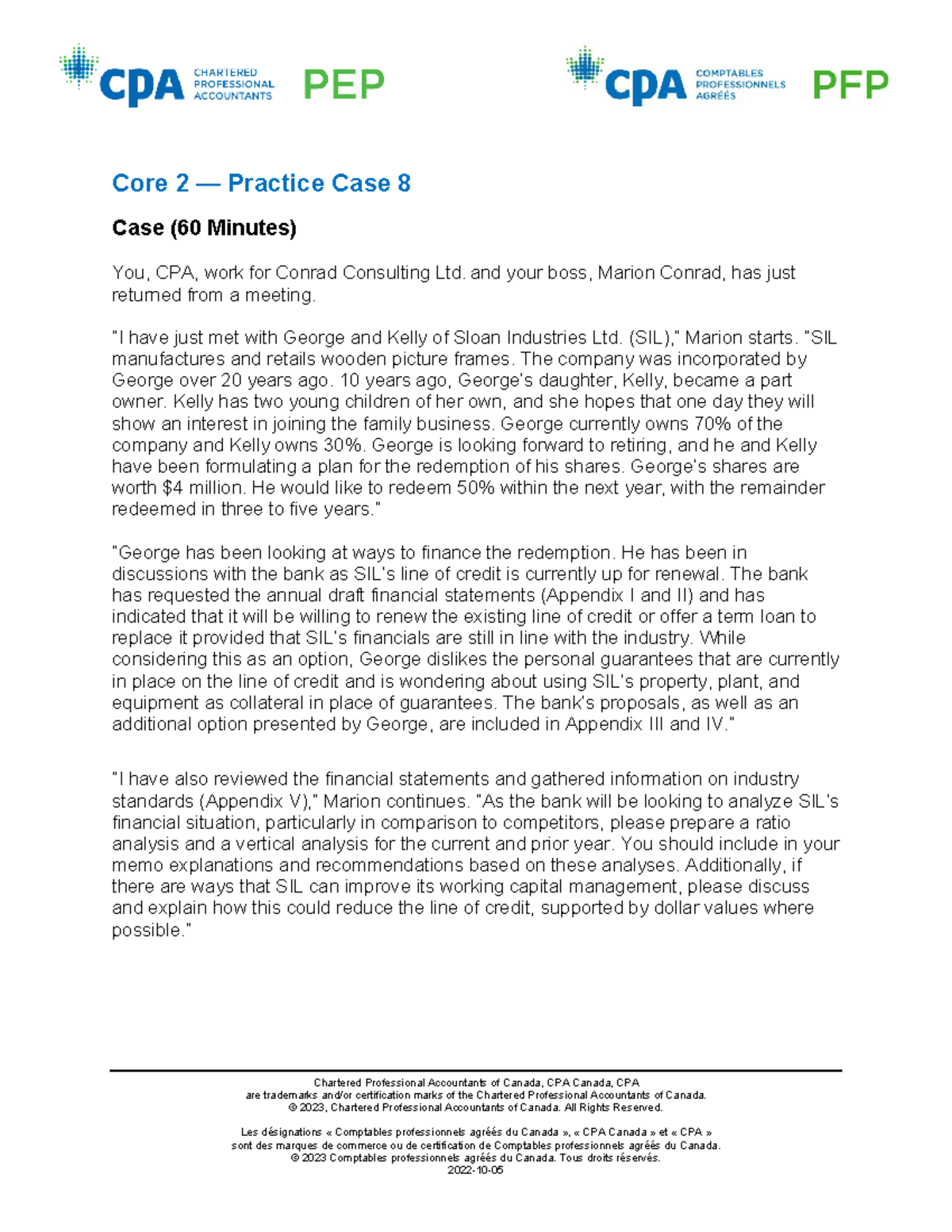 CO2-2301E-PC08 - Chartered Professional Accountants of Canada, CPA Canada, CPA are trademarks ...