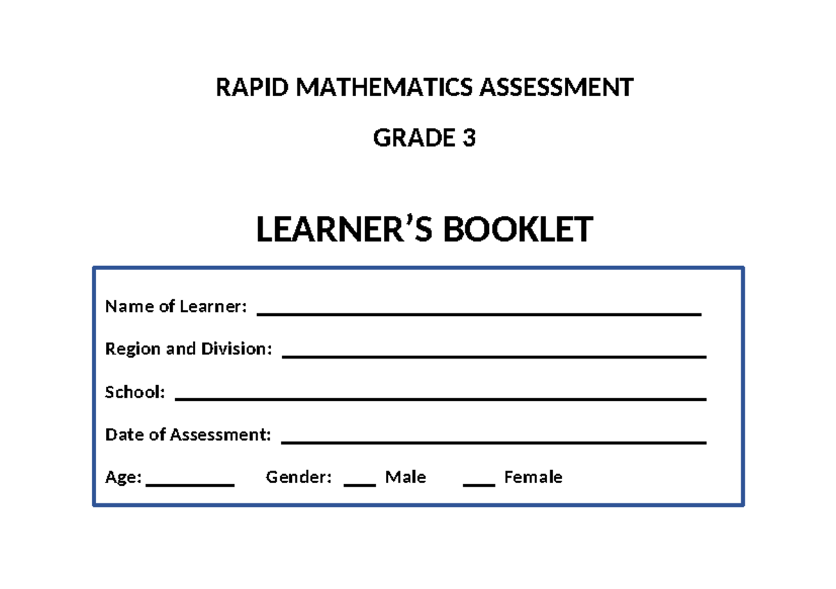 RMA Grade-3 Learner s-Booklet - RAPID MATHEMATICS ASSESSMENT GRADE 3 ...