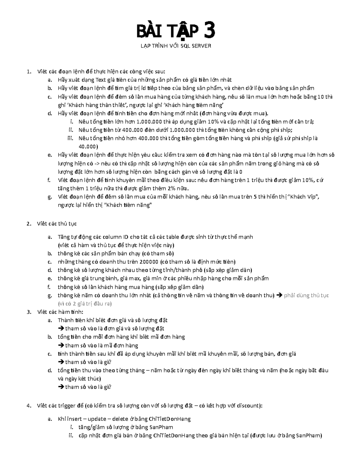 BT 3 - Lập trình trong SQL Server - BÀI TẬ P 3 L P TRÌNH VẬ ỚI SQL ...