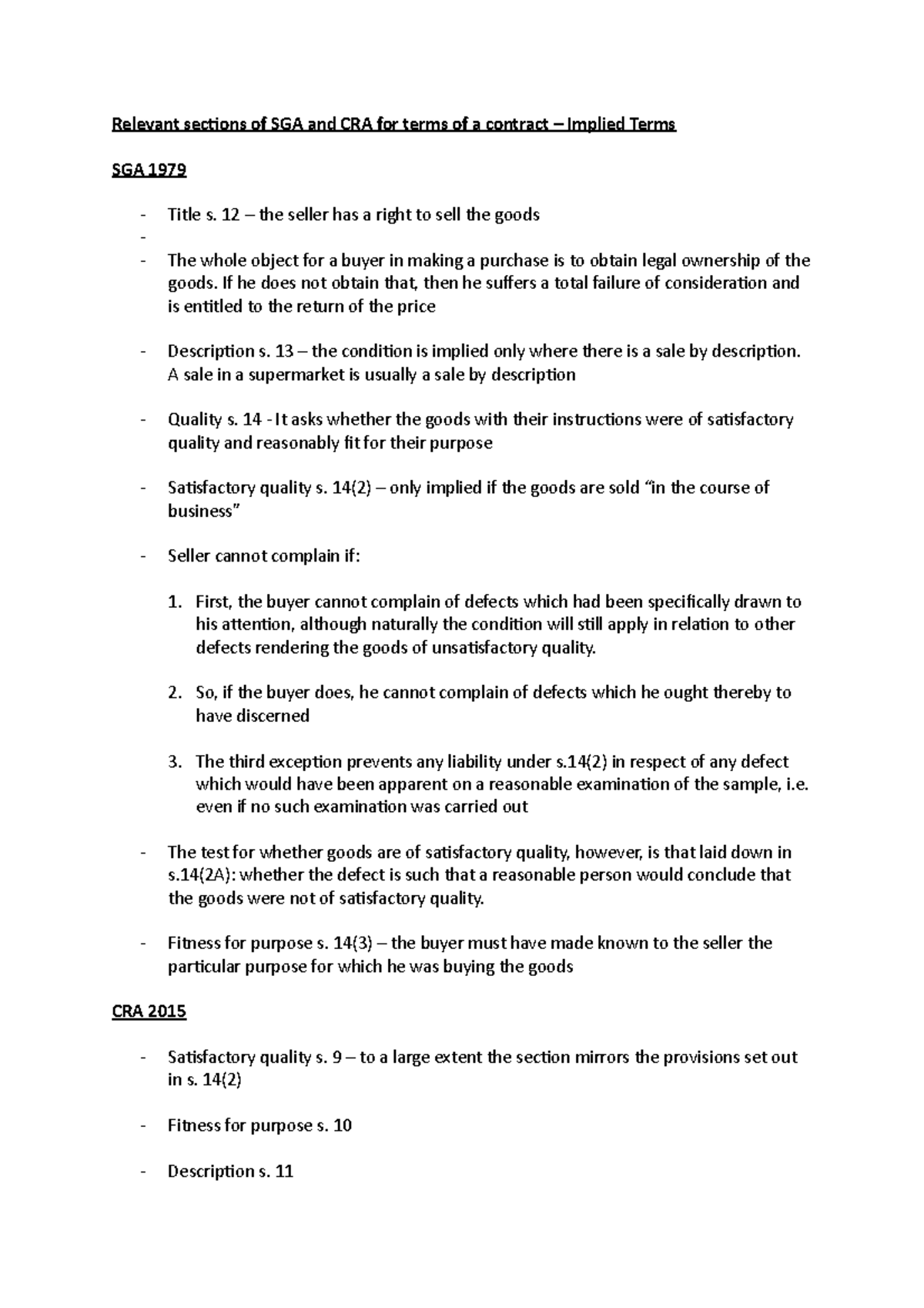 Relevant sections of SGA and CRA for terms of a contract - 12 – the ...