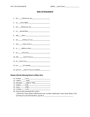 MTH 155 Worksheet #4 - Cody Parker Math 155 Worksheet # The physician ...