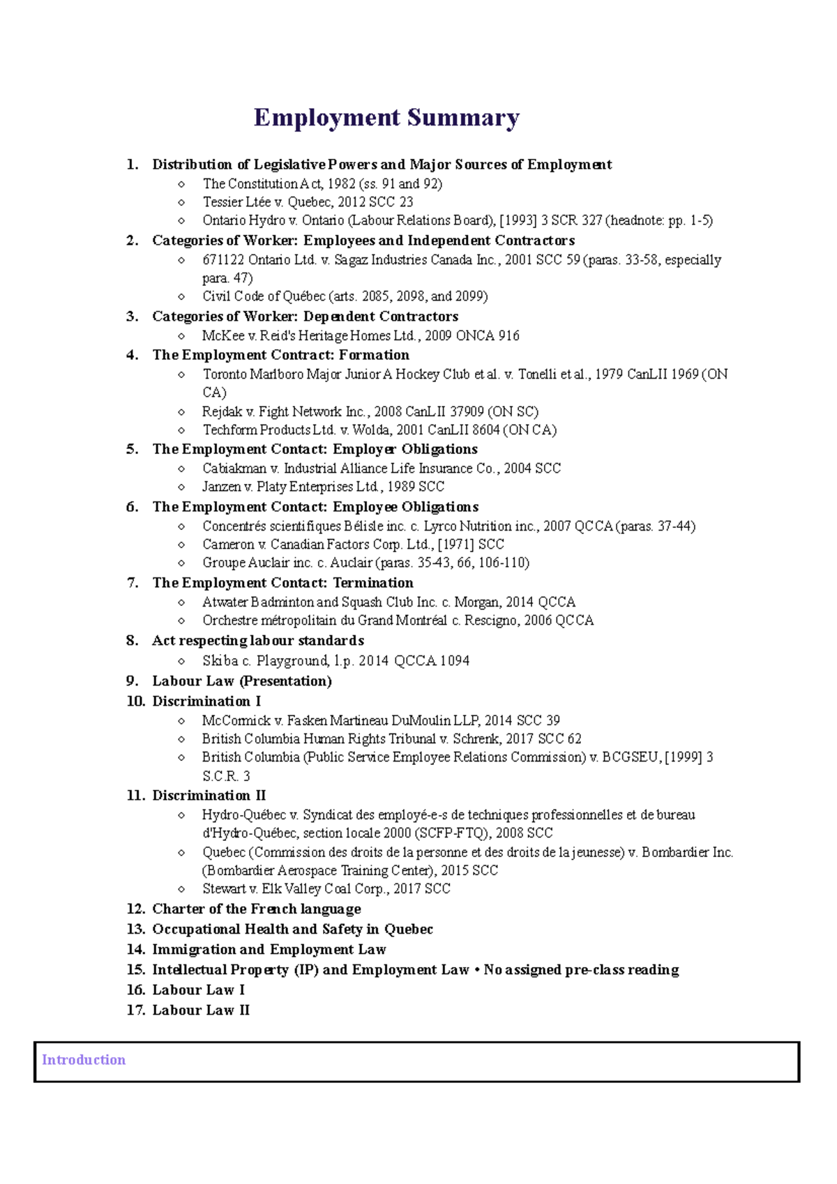 Employment summary - Lecture notes - Employment Summary 1. Distribution ...
