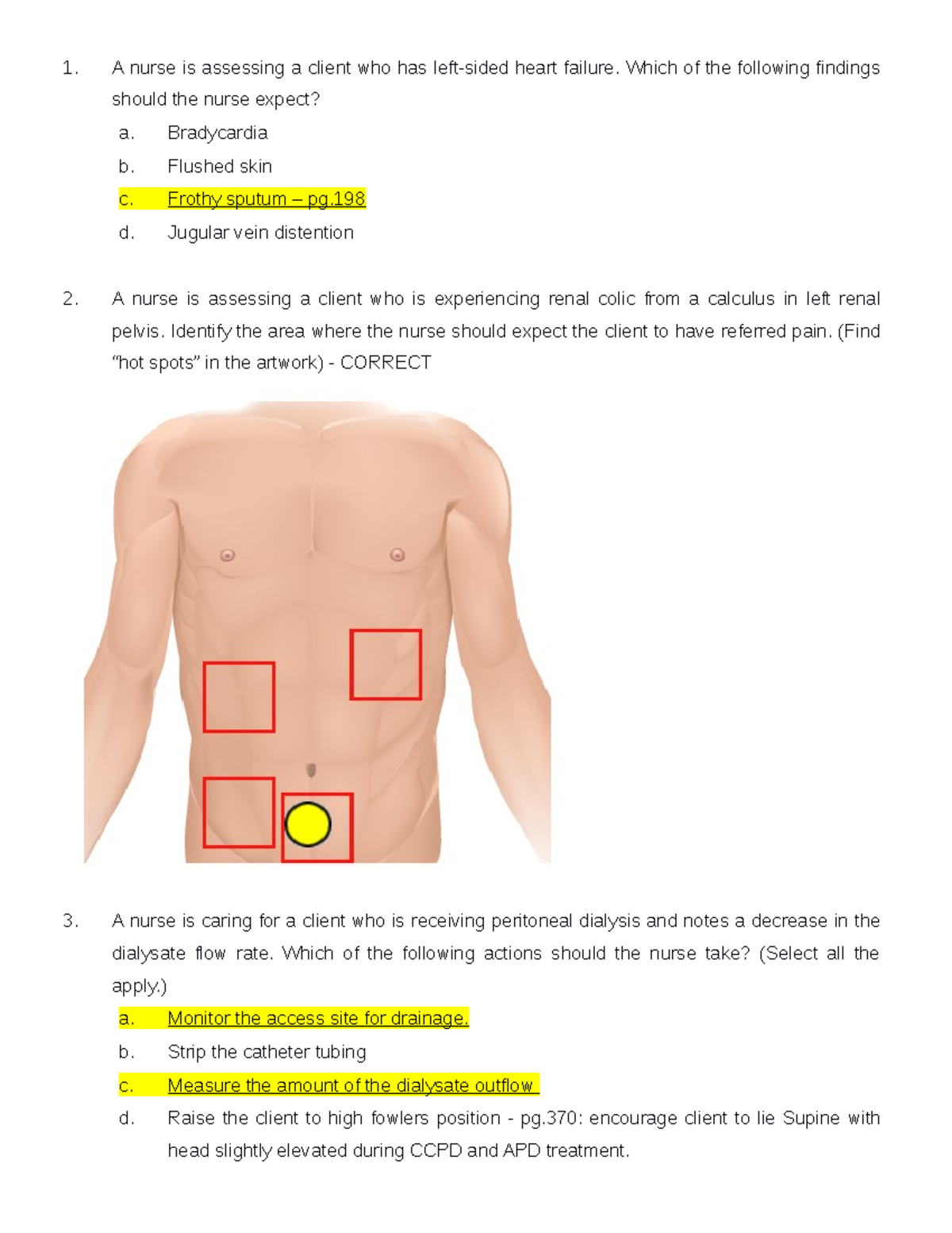 Med Surg Practice Questions - NSG3040 - Studocu