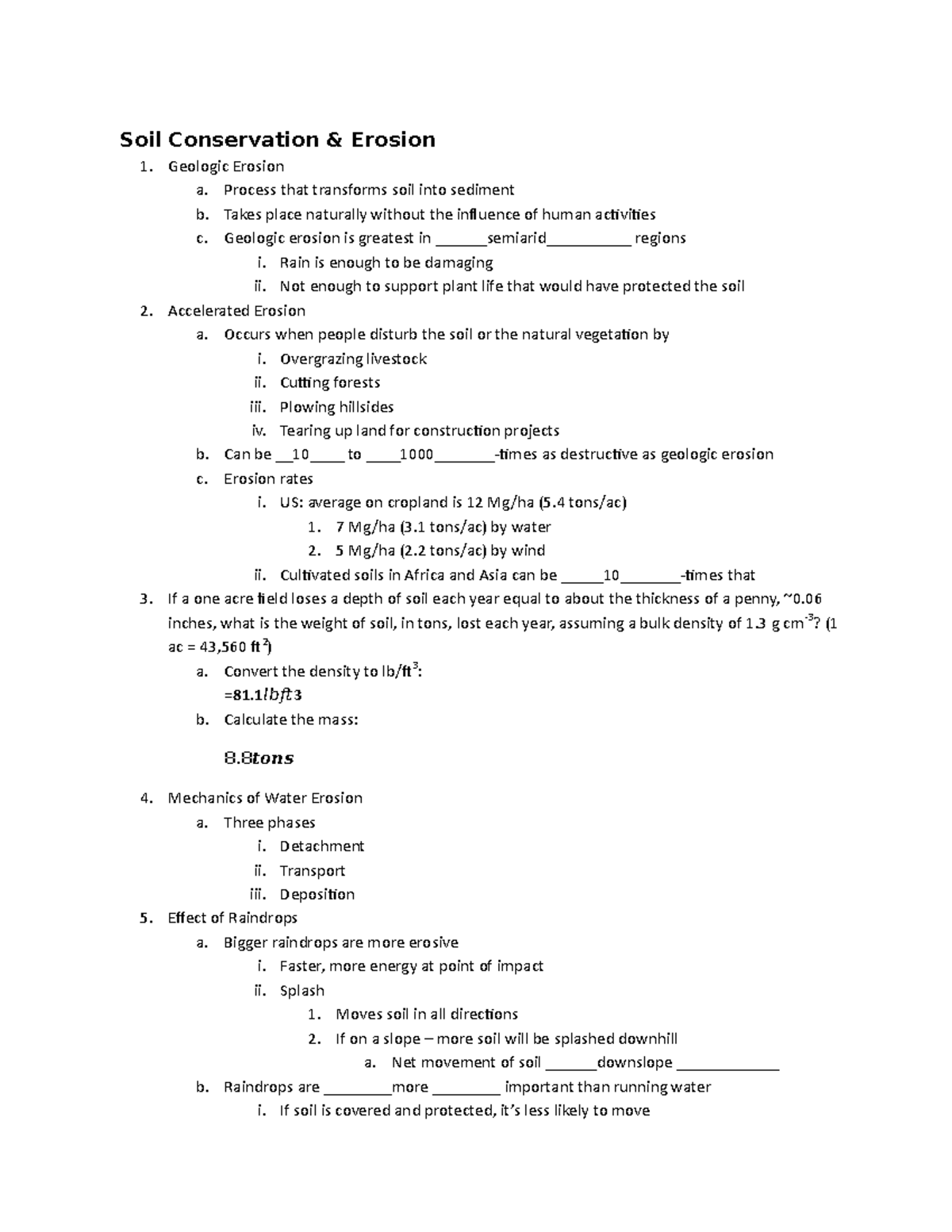 2f. Lecture Notes - Soil Conservation & Erosion Geologic Erosion a ...
