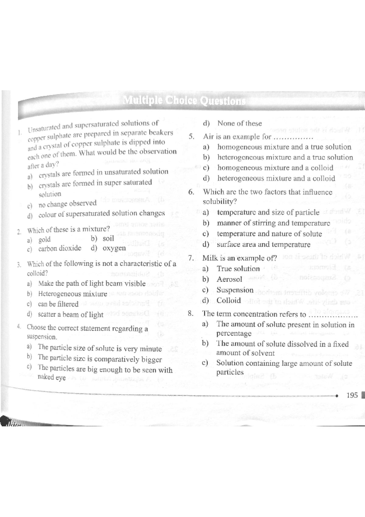 Multiple choice question and Answer of Mixtures - Basic concepts in ...