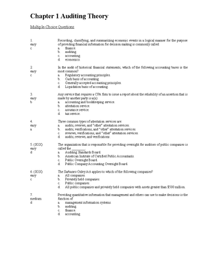 Ch03 Auditing-Theory-03 - Chapter 3 Auditing Theory Multiple-Choice Questions Auditing standards ...